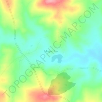 Magambaの地形図、標高、地勢