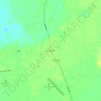 Monavilleの地形図、標高、地勢