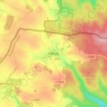 Fellingの地形図、標高、地勢