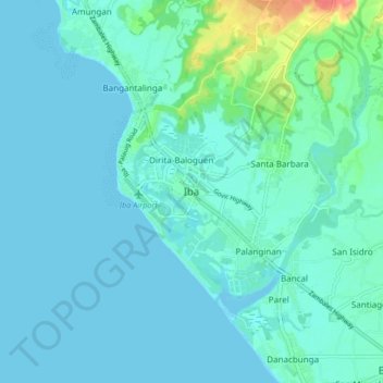 Ibaの地形図、標高、地勢