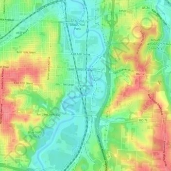 Centropolisの地形図、標高、地勢