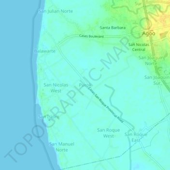 Purokの地形図、標高、地勢
