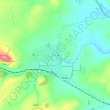 Inschの地形図、標高、地勢