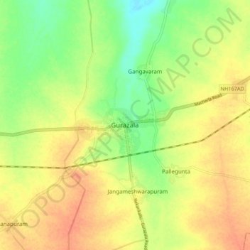 Gurazalaの地形図、標高、地勢