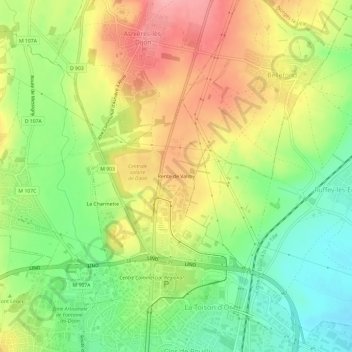 Rente de Valmyの地形図、標高、地勢
