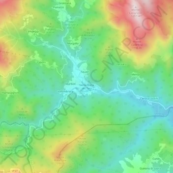 Santa Maria del Taroの地形図、標高、地勢