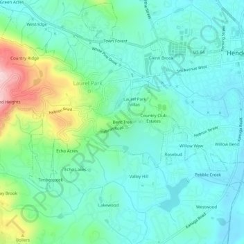 Bent Treeの地形図、標高、地勢