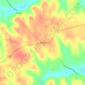 Slocumの地形図、標高、地勢