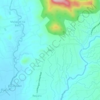 Talaの地形図、標高、地勢
