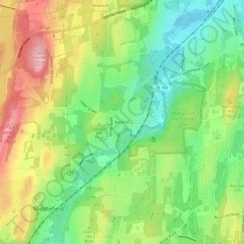 Rockfallの地形図、標高、地勢