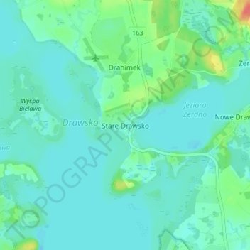 Stare Drawskoの地形図、標高、地勢