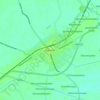 Bapatlaの地形図、標高、地勢