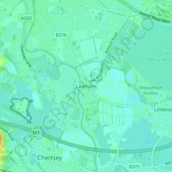 Lalehamの地形図、標高、地勢