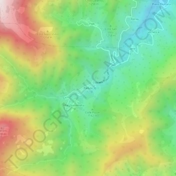 Padulaの地形図、標高、地勢