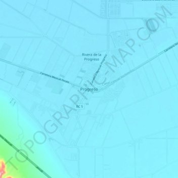 Progresoの地形図、標高、地勢