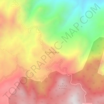 Poombaraiの地形図、標高、地勢