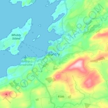 Bantryの地形図、標高、地勢