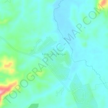 Felda Ulu Dengarの地形図、標高、地勢