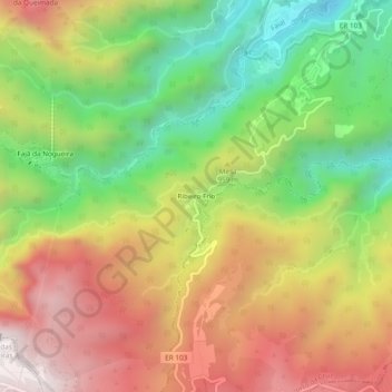 Ribeiro Frioの地形図、標高、地勢
