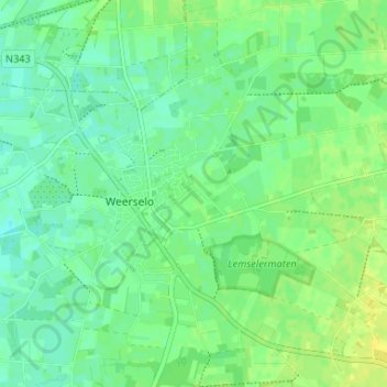 Nijstadの地形図、標高、地勢