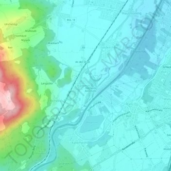 Hammerauの地形図、標高、地勢