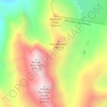 Morrison Colの地形図、標高、地勢