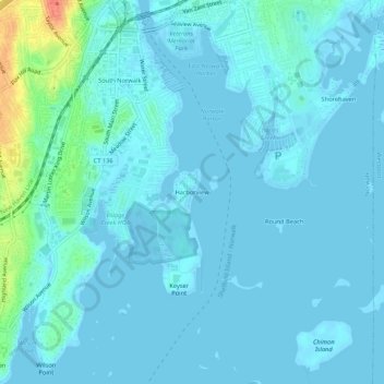 Harborviewの地形図、標高、地勢