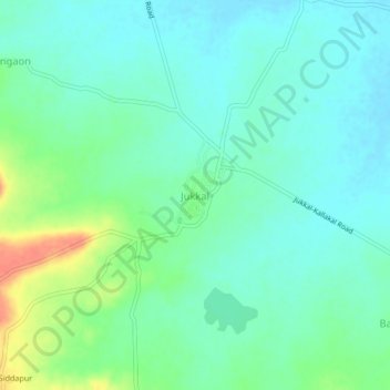 Jukkalの地形図、標高、地勢