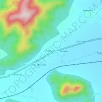 Pallapattiの地形図、標高、地勢