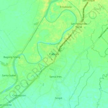 Cabiaoの地形図、標高、地勢