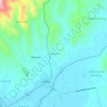 Tayumanの地形図、標高、地勢