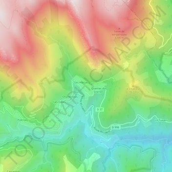 Peyre Ficheの地形図、標高、地勢