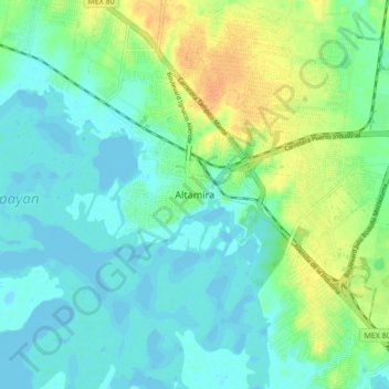 Altamiraの地形図、標高、地勢