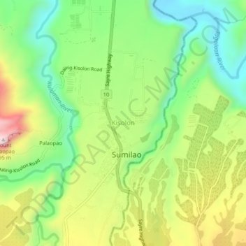 Kisolonの地形図、標高、地勢