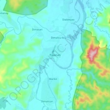 Palananの地形図、標高、地勢