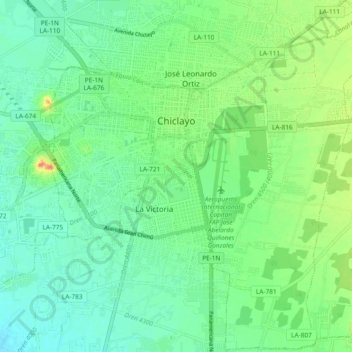 Chiclayoの地形図、標高、地勢