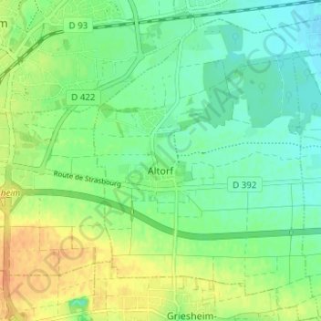 Altdorfの地形図、標高、地勢