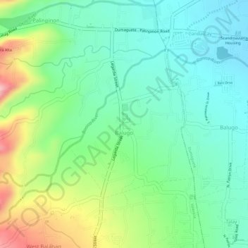 Balugoの地形図、標高、地勢