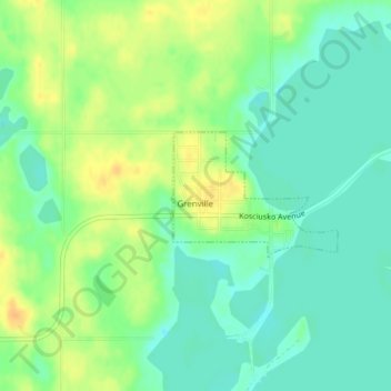 Grenvilleの地形図、標高、地勢