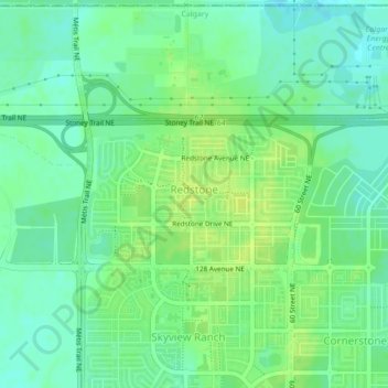 Redstoneの地形図、標高、地勢