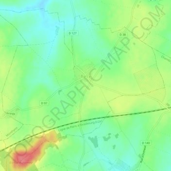 Barcyの地形図、標高、地勢