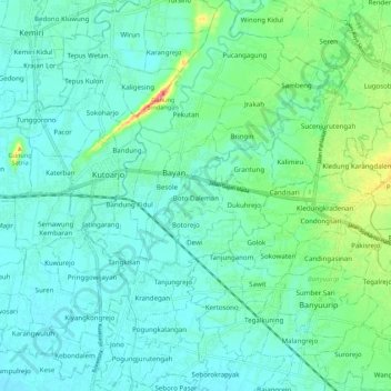 Bayanの地形図、標高、地勢