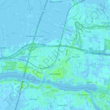 Gorinchemの地形図、標高、地勢