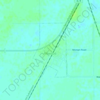 Nilwoodの地形図、標高、地勢