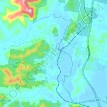 Kendallの地形図、標高、地勢