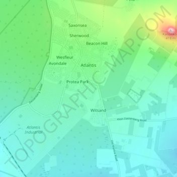 Atlantisの地形図、標高、地勢