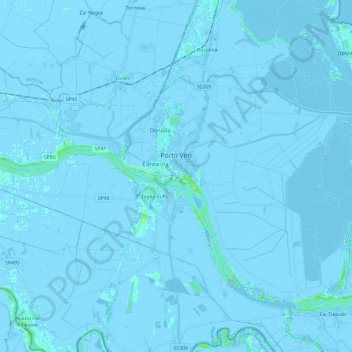 Porto Viroの地形図、標高、地勢