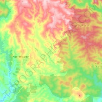 Neerim Southの地形図、標高、地勢