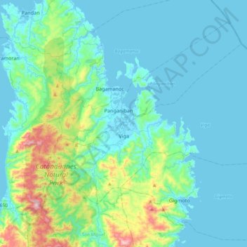 Vigaの地形図、標高、地勢
