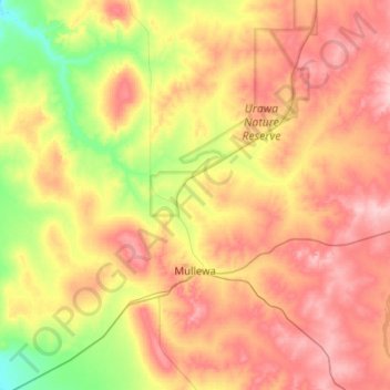 Mullewaの地形図、標高、地勢